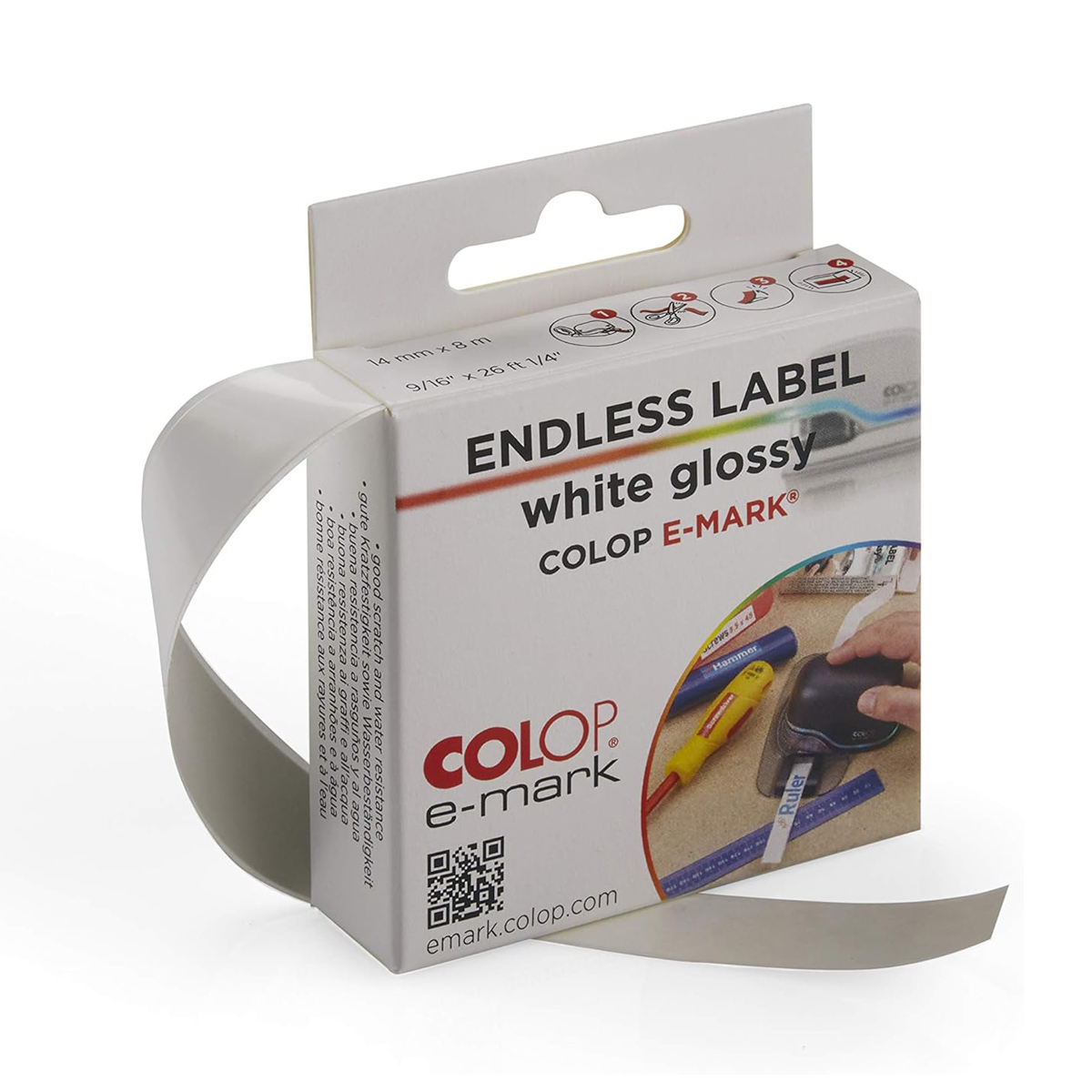 Buy Endless Label White Glossy-Emark 14mm X 8m Online in Qatar at Best ...