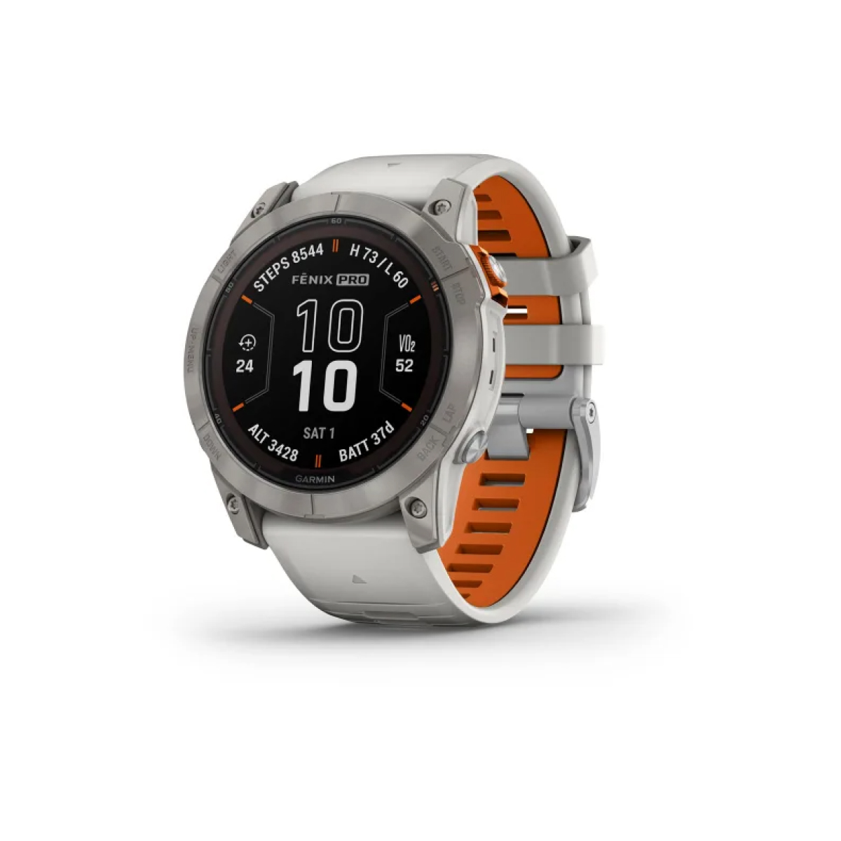 Buy Garmin Fenix 7X Pro Sapphire Solar Titanium with Gray Orange Band ...